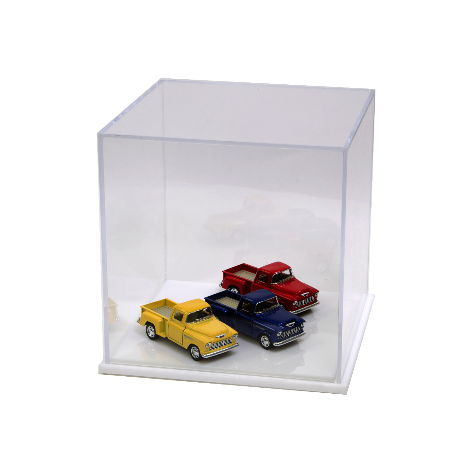 Acrylic Display Box 10" x 10" x 10" with White Base | shopPOPdisplays