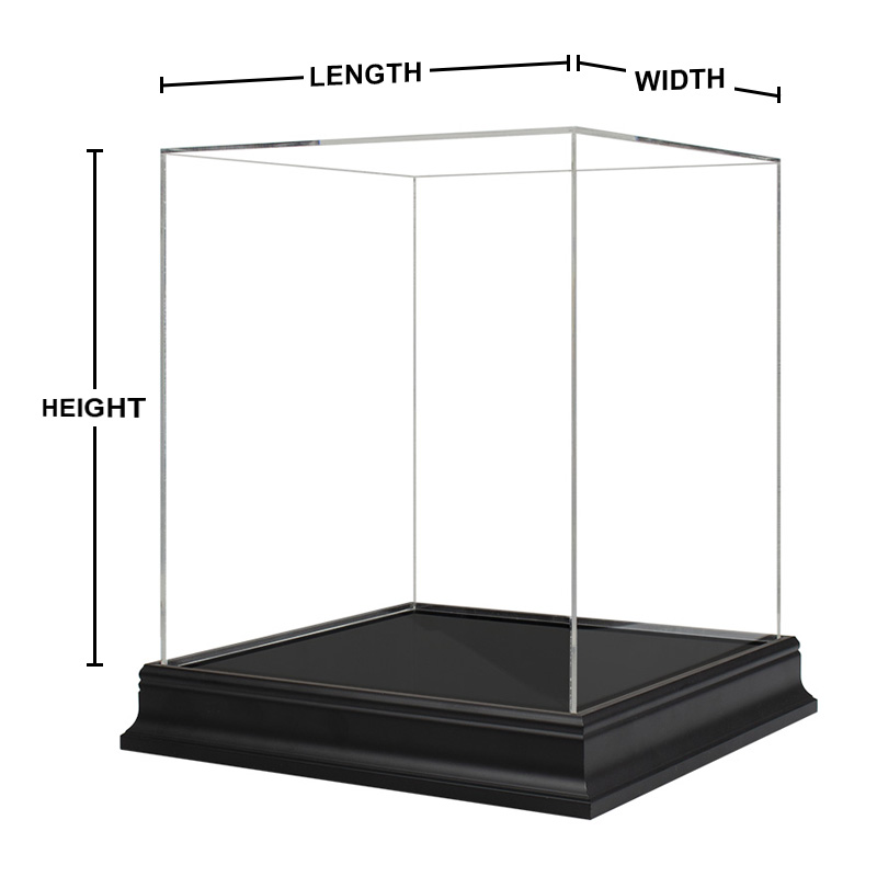 Custom Size Acrylic Box with Black Faux Wood Base and Black Acrylic ...