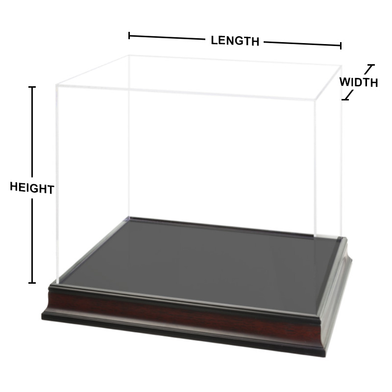 Custom Size Acrylic Box with Mahogany Faux Wood Base and Black Acrylic ...