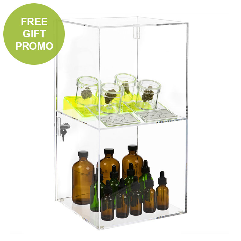 Locking One Shelf Square Cannabis Display Case | shopPOPdisplays