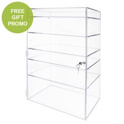 Acrylic Locking Wall Mount Display Case w 5 Adjustable Shelves - 22"H x ...