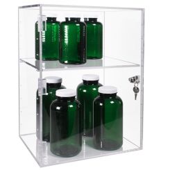 Acrylic Locking Wall Mount Display Case w 5 Adjustable Shelves - 22"H x ...