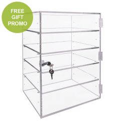 Acrylic Locking Wall Mount Display Case w 5 Adjustable Shelves - 22"H x ...