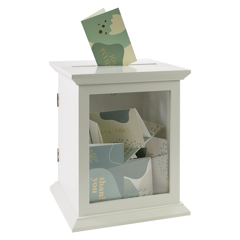 Acrylic and White Wood Card Box with Frame | shopPOPdisplays
