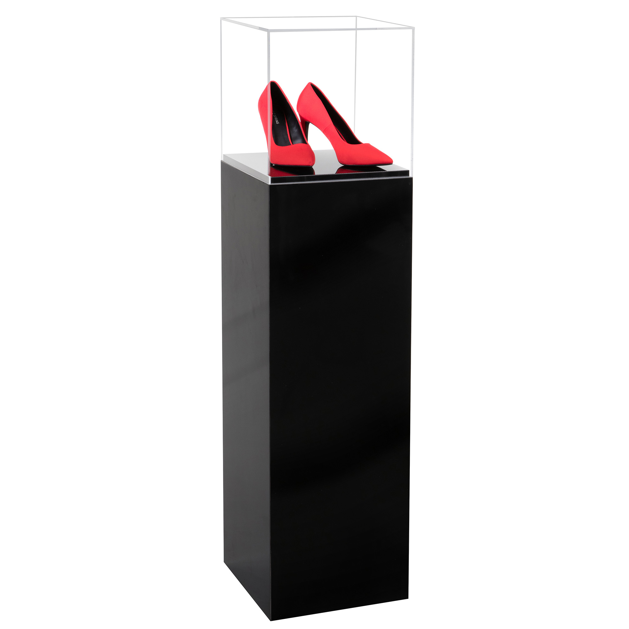 Gloss Black Laminate Pedestal Display Case with Acrylic Cover ...