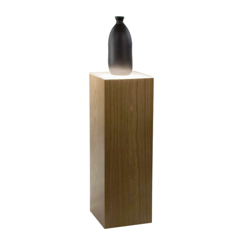Walnut Wood Lighted Pedestal - Display Stand | shopPOPdisplays