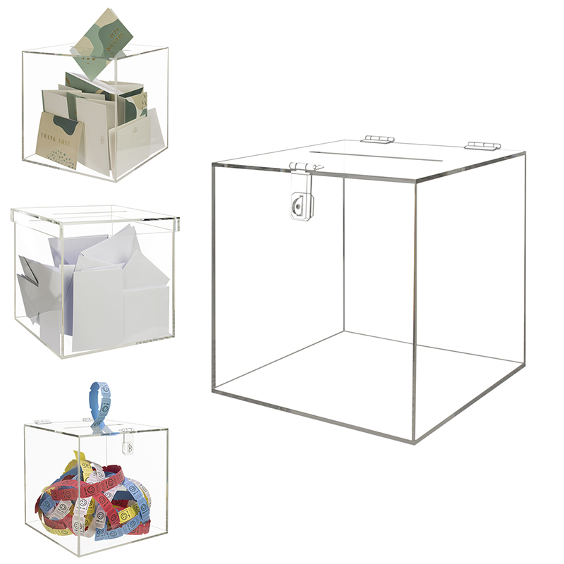 Clear Acrylic Ballot Box With Lid Options | shopPOPdisplays