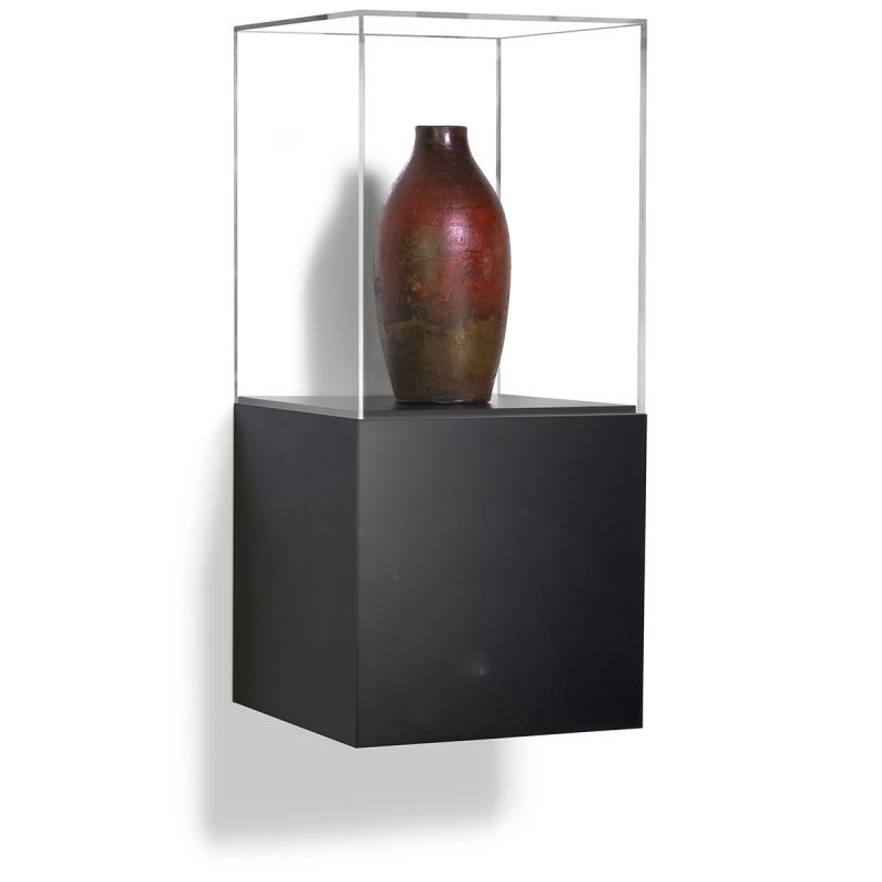 Gloss Black Laminate Wall Pedestal Display Case | shopPOPdisplays