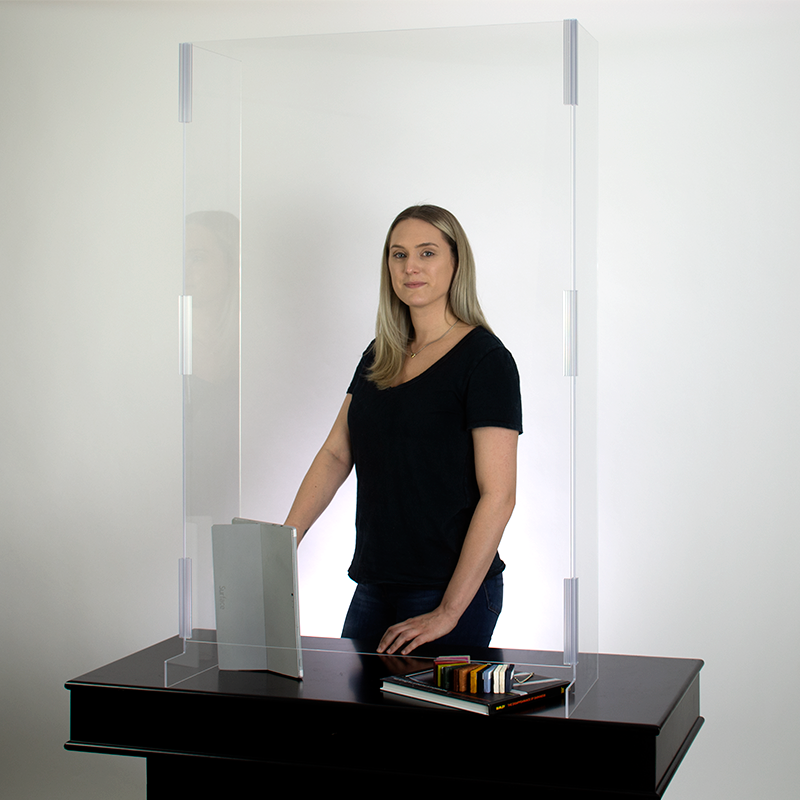 Portable Clear Acrylic U Shape Barrier Shield Ships Flat - 47.5"H x 30. ...