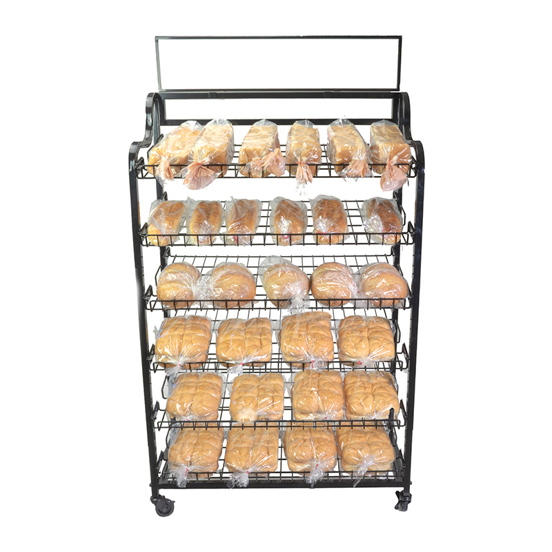 39"w Floor Standing Display Rack with Wheels, 6 adjustable shelves ...