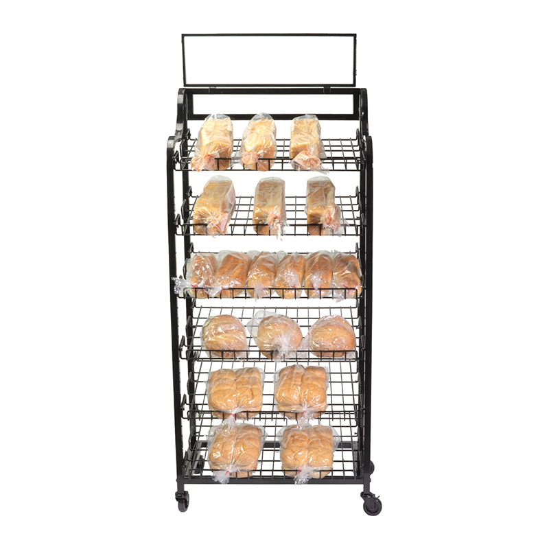 29"w Floor Standing Display Rack with Wheels, 6 adjustable shelves ...