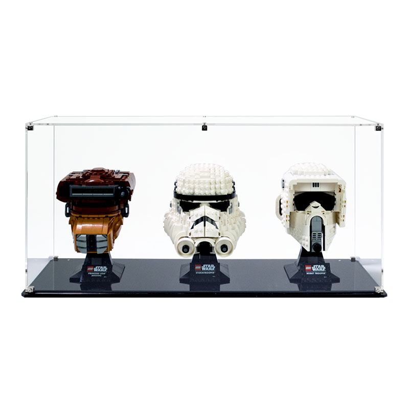 Display Case for three LEGO® Helmets | shopPOPdisplays