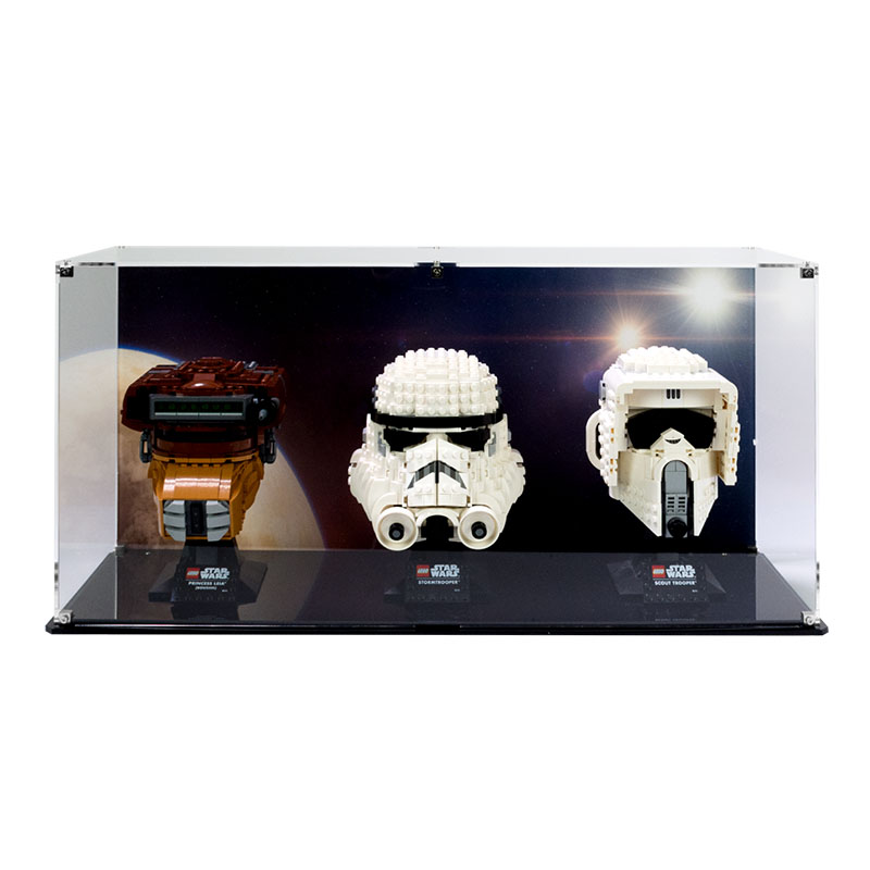 Display Case for three LEGO® Helmets | shopPOPdisplays