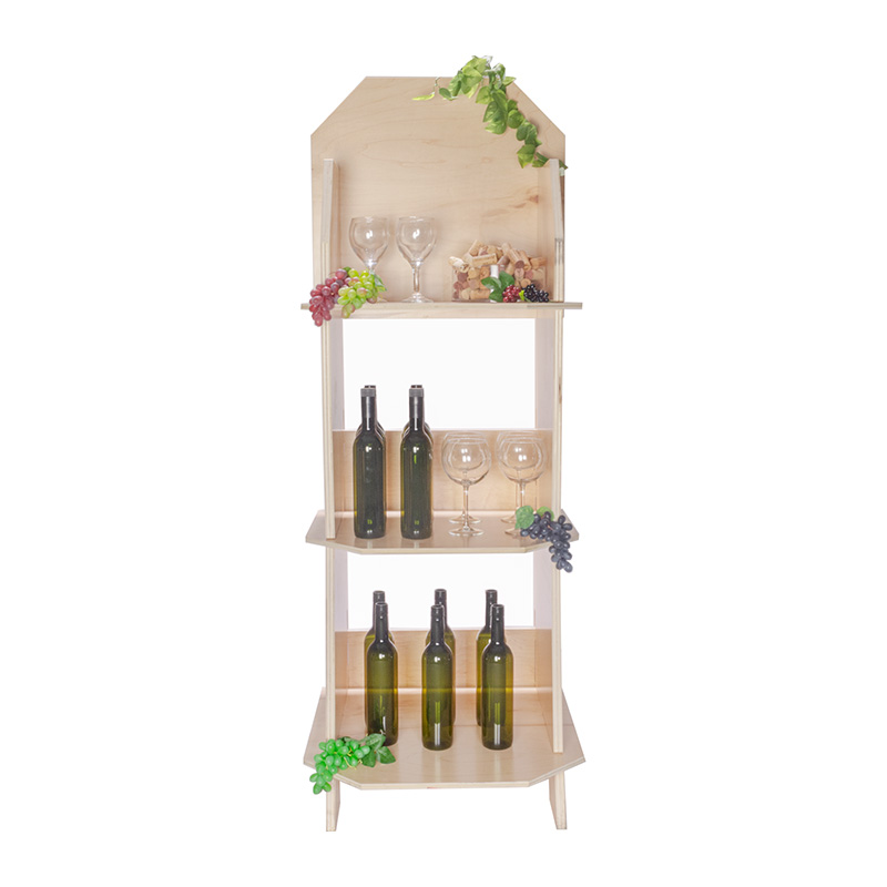 Wooden Large Floor Standing 3 Shelf Display with Headboard, Collapsible ...