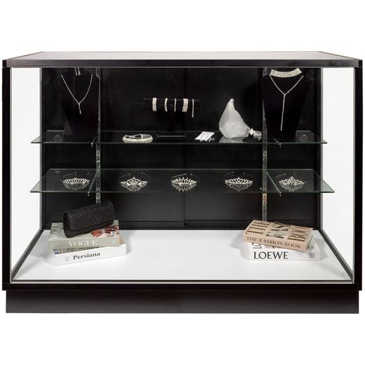 48 Full Vision Glass Display Counter BLACK 48 L x 20 W x 38 H shopPOPdisplays