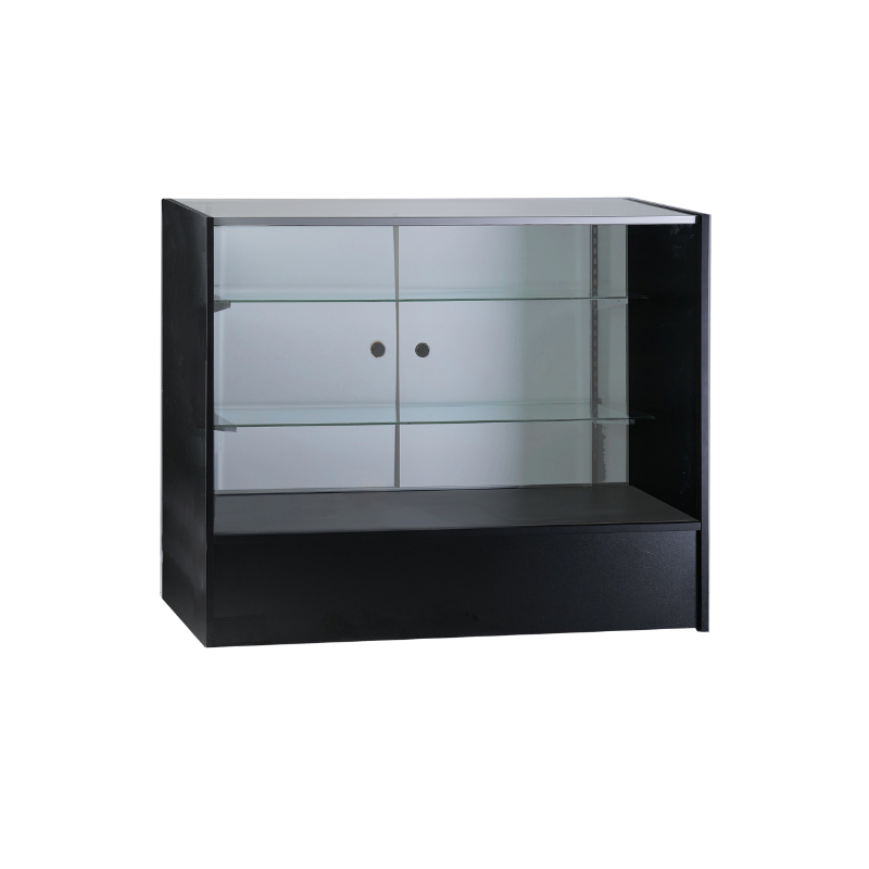 48" Retail Counter, Tempered Glass Adjustable Shelves & Sliding Doors ...