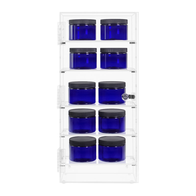 Acrylic Locking Wall Mount Display Case w 5 Adjustable Shelves - 22"H x ...
