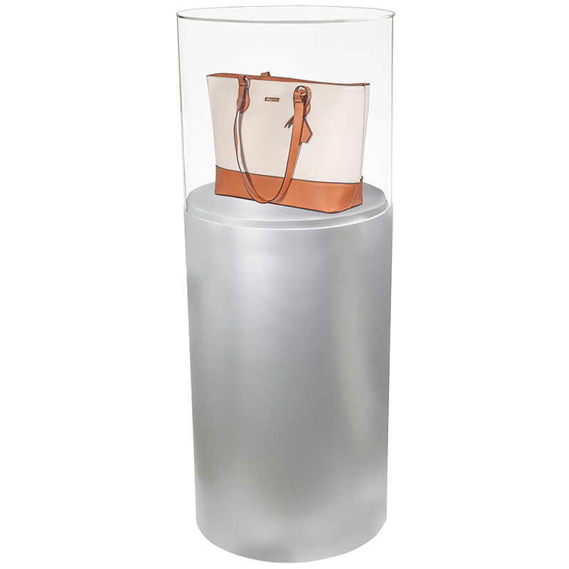 Silver Round Pedestal Display Case with Acrylic Cover | shopPOPdisplays