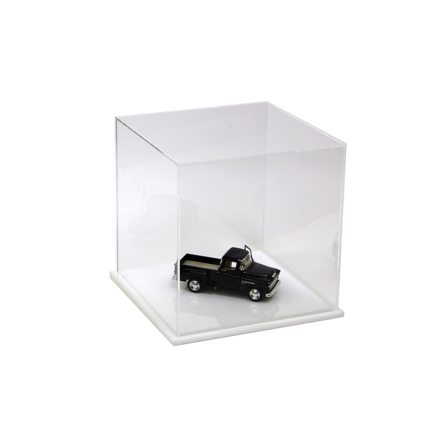 Acrylic Display Box 8" x 8" x 8" with White Base | shopPOPdisplays