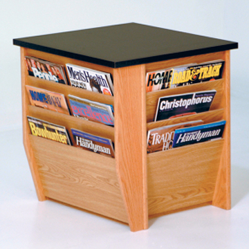 Wooden Mallet End Table with Magazine Pockets with Black Granite Look Top Light Oak