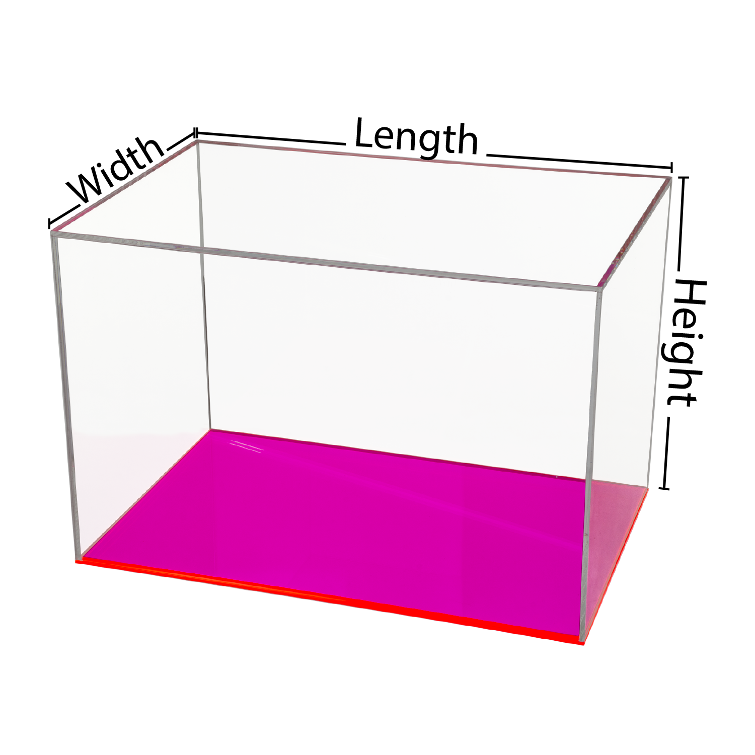 Custom Size Acrylic Display Box with Fluorescent Red Base | shopPOPdisplays