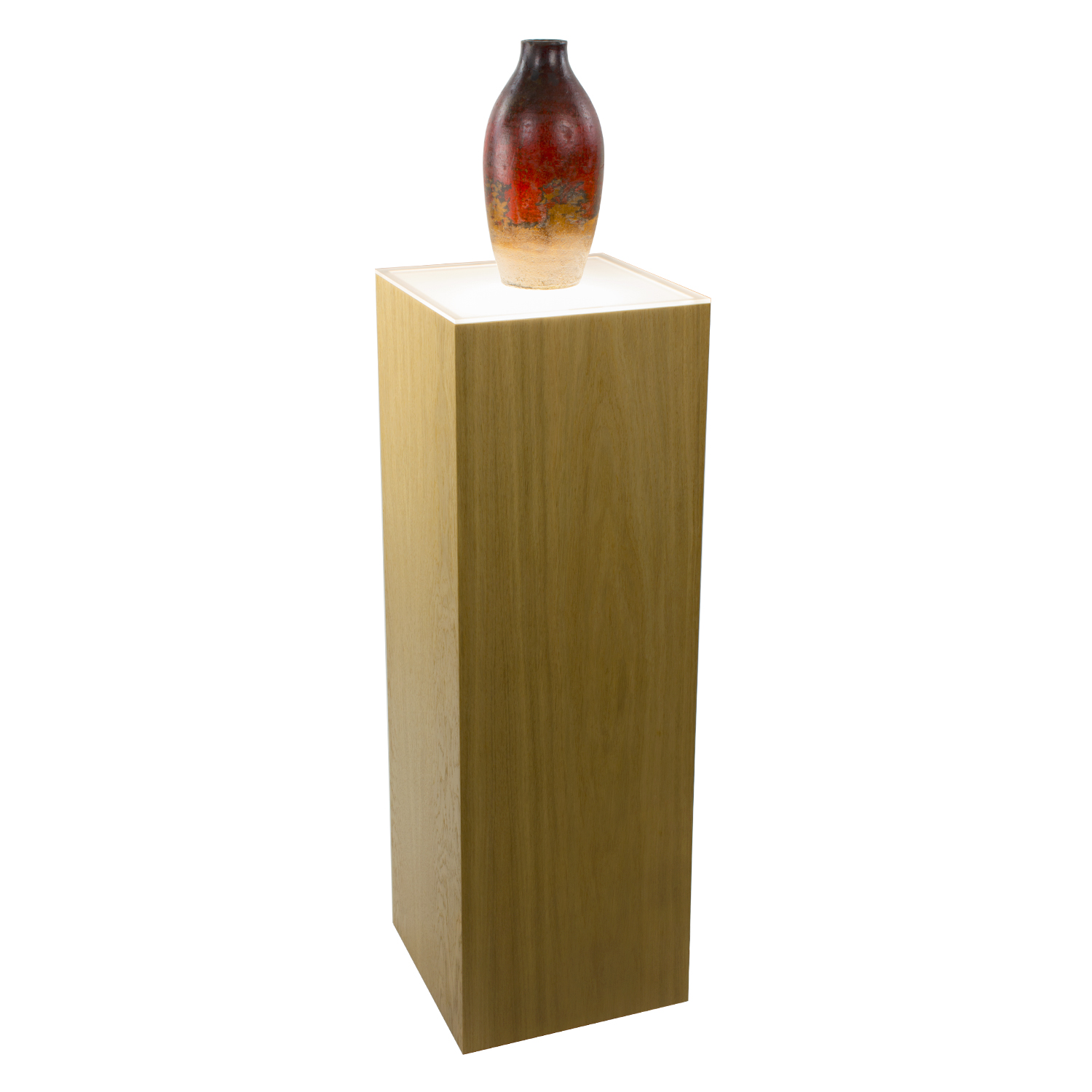 Oak Wood Lighted Pedestal - Display Stand | shopPOPdisplays