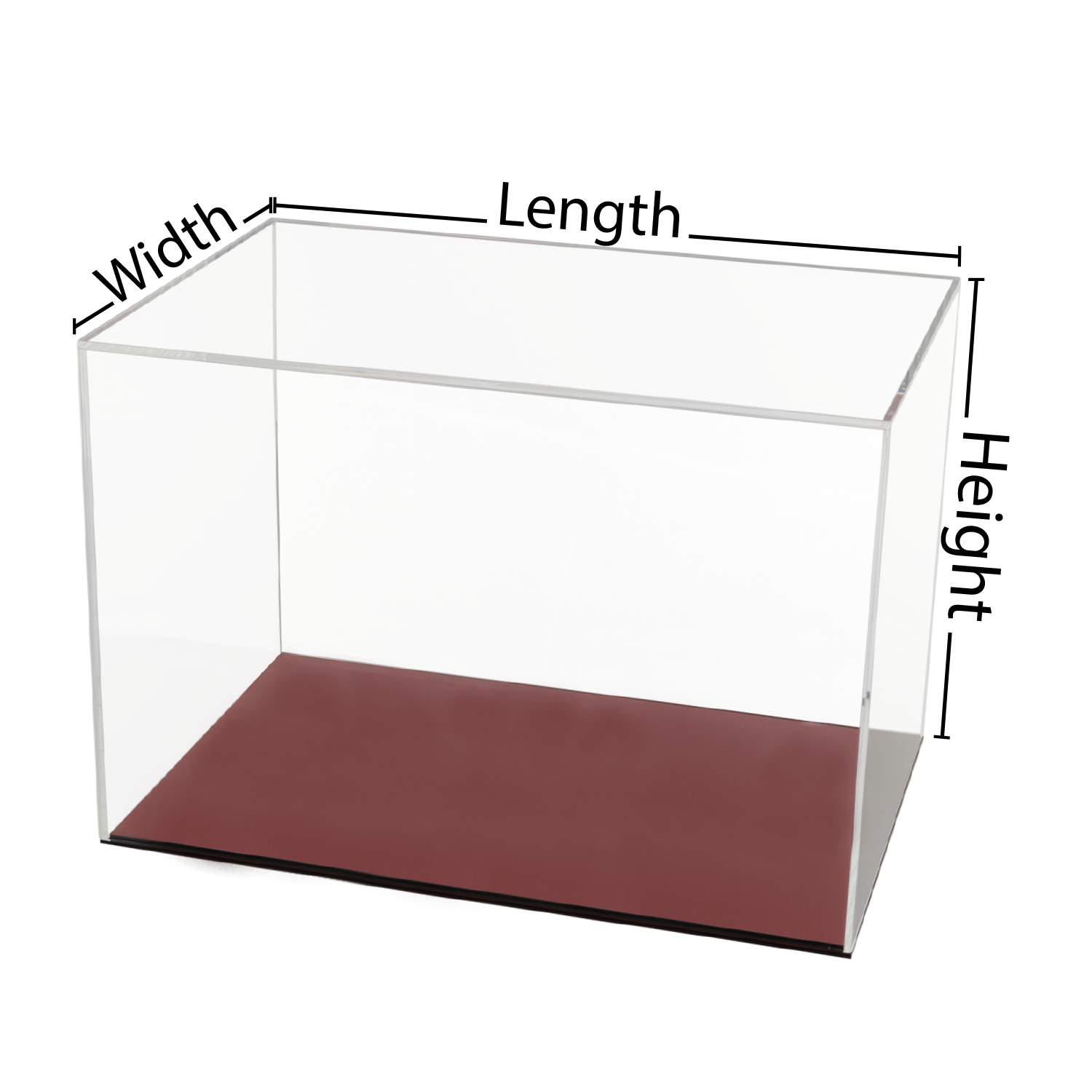 Custom Size Acrylic Display Box with Transparent Red Base | shopPOPdisplays