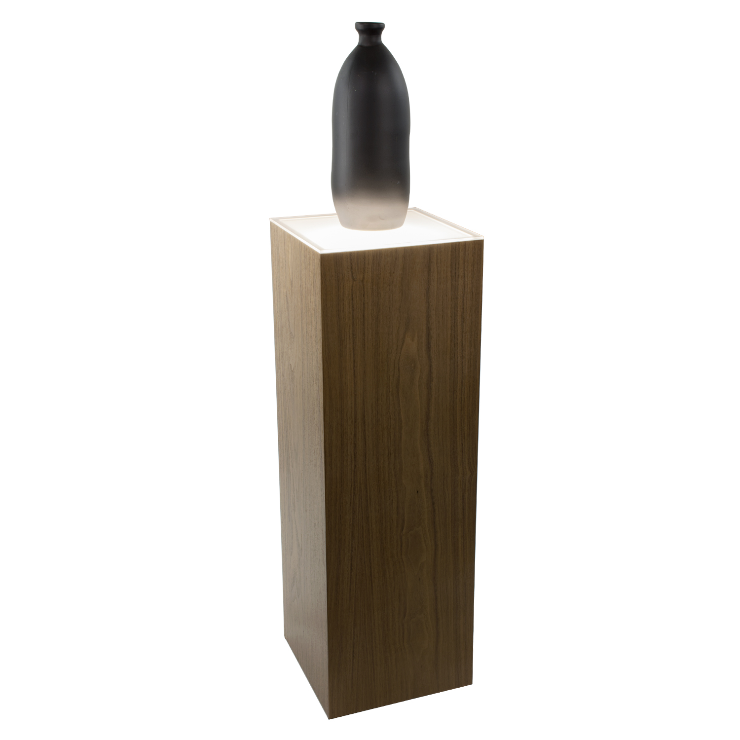 Walnut Wood Lighted Pedestal - Display Stand - shopPOPdisplays