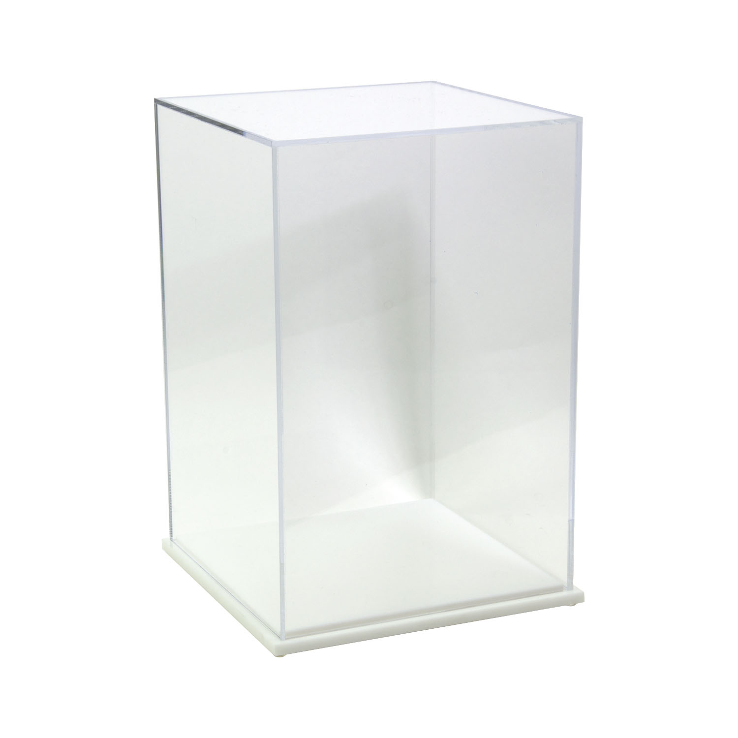 Acrylic Display Box 12"H x 8"W x 8"L with White Base | shopPOPdisplays