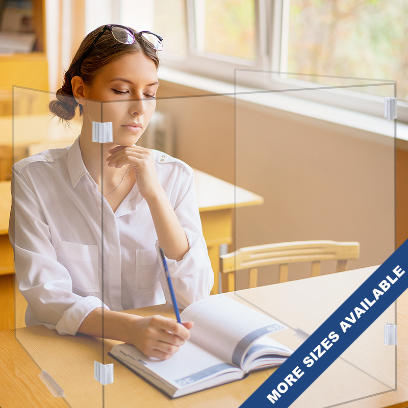 Economy Clear Polycarbonate Student Desk Shield Barrier | shopPOPdisplays