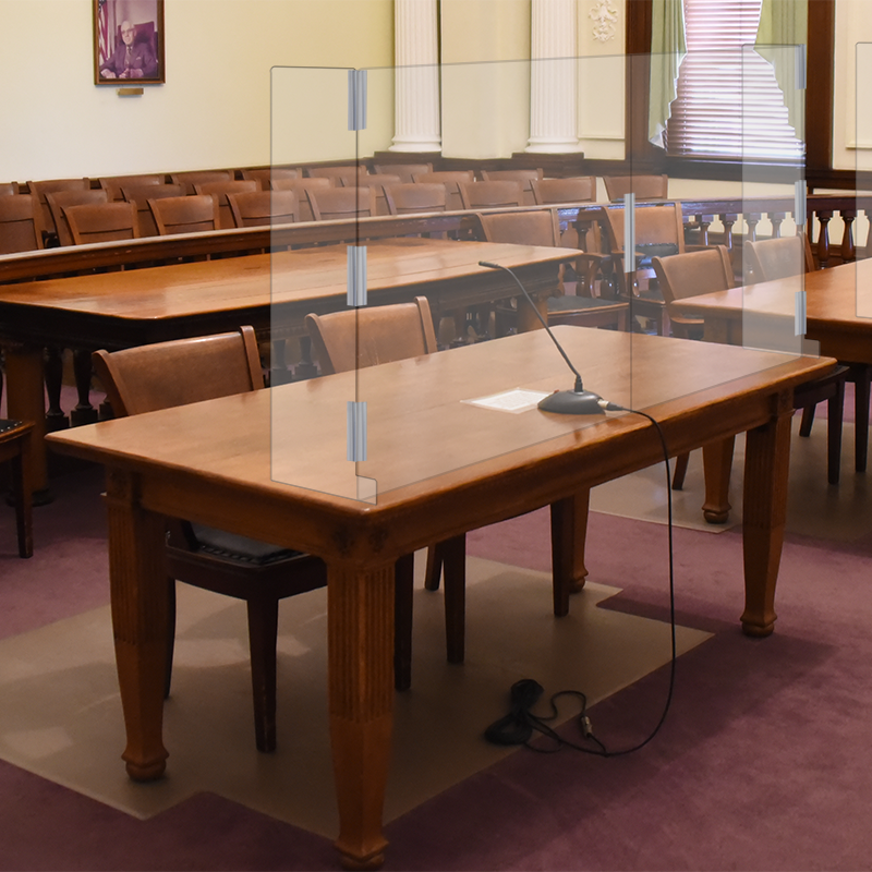 Court Counsel Table Set of 2 Clear L Shape Barrier Shields - 29.5"H x ...
