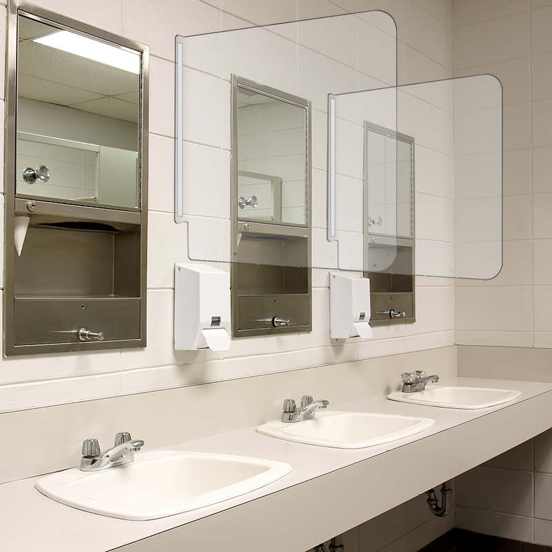 Restroom Sink Partition Clear Acrylic Velcro type Mount 23.5"H x 22.25 ...