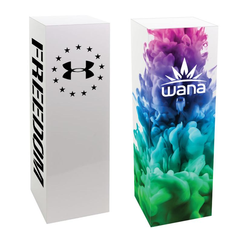 Custom Printed White Laminate Pedestal - Display Stand | shopPOPdisplays