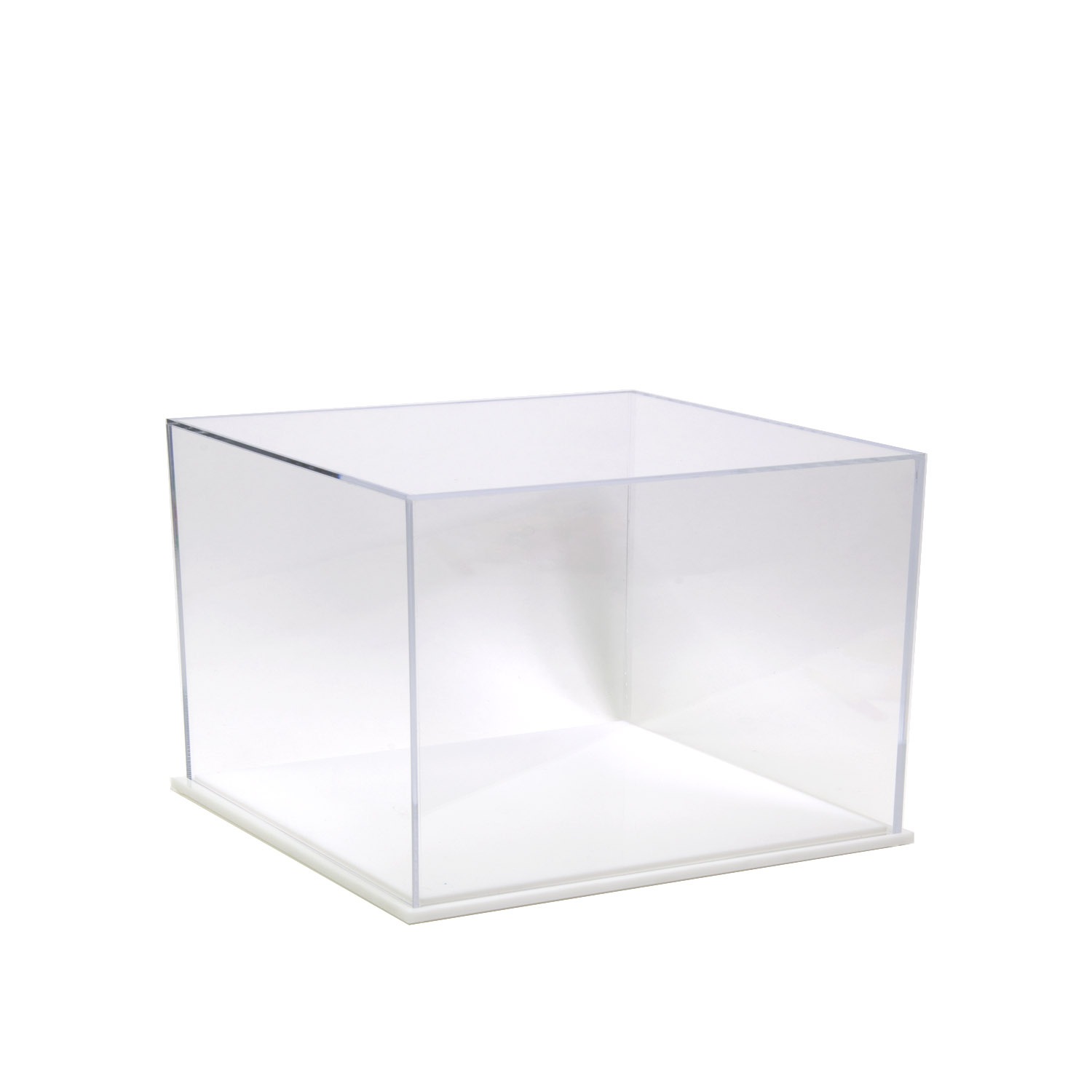 Acrylic Display Box 8"H x 12"W x 12"L with White Base | shopPOPdisplays